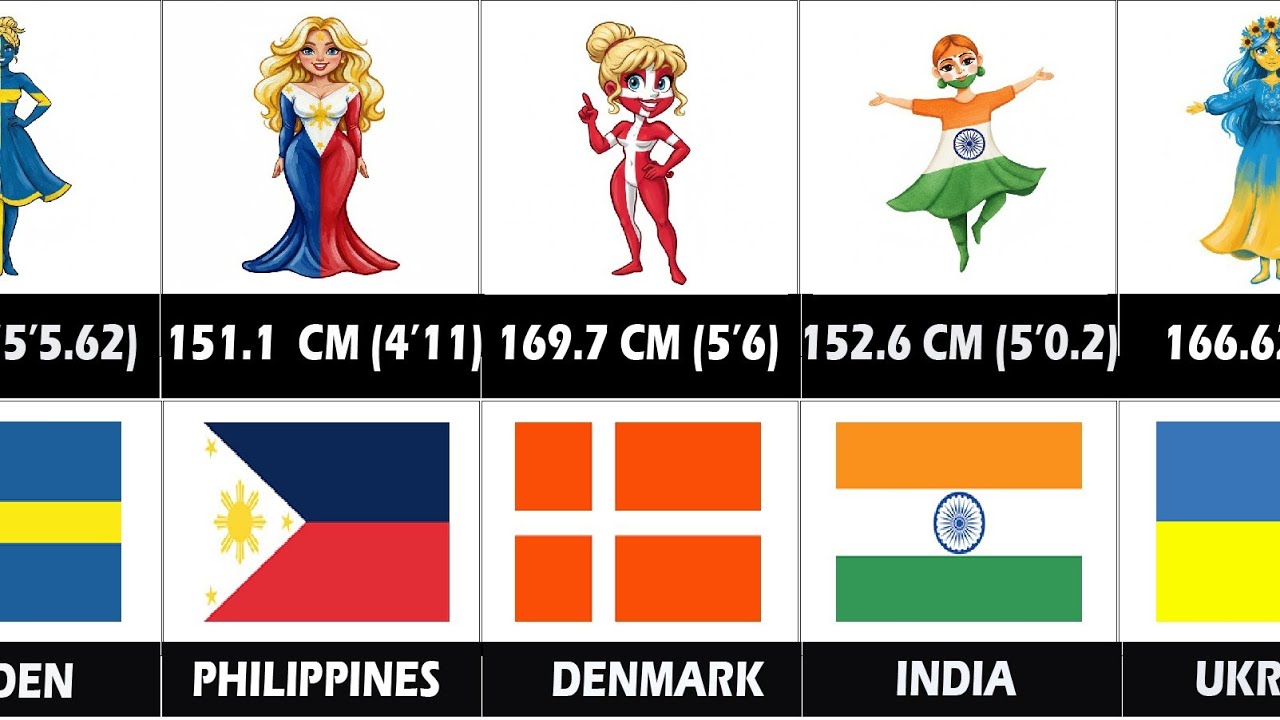 Average Height Of Women By Country - YouTube