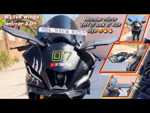 R15v4 monster wings mirrors😱 || new monster look🔥for all yamaha R15 ...