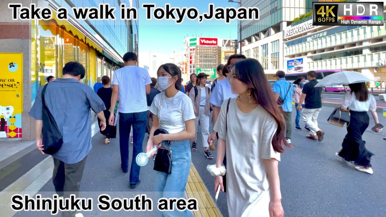 4K 60fps HDR// Take a walk in Tokyo, Japan, Sinjuku South area→Koshu St ...
