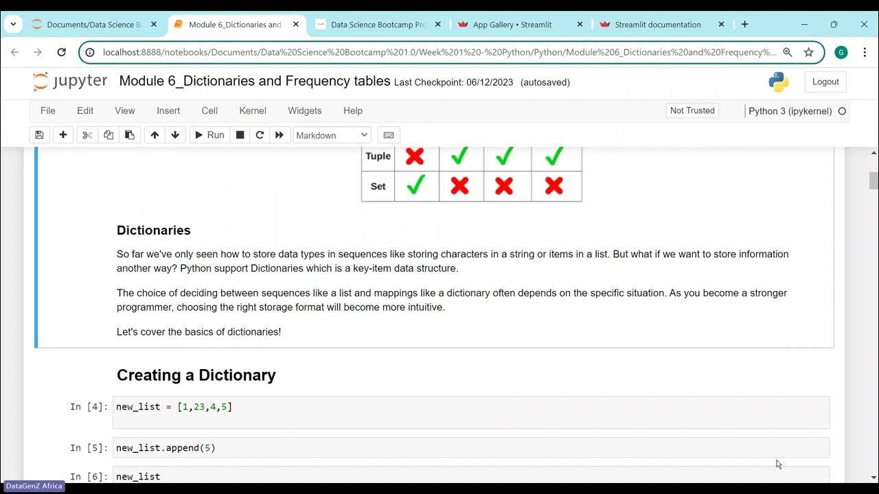 Python for Data Science | Data Structures | Dictionaries | Functions | Streamlit - YouTube