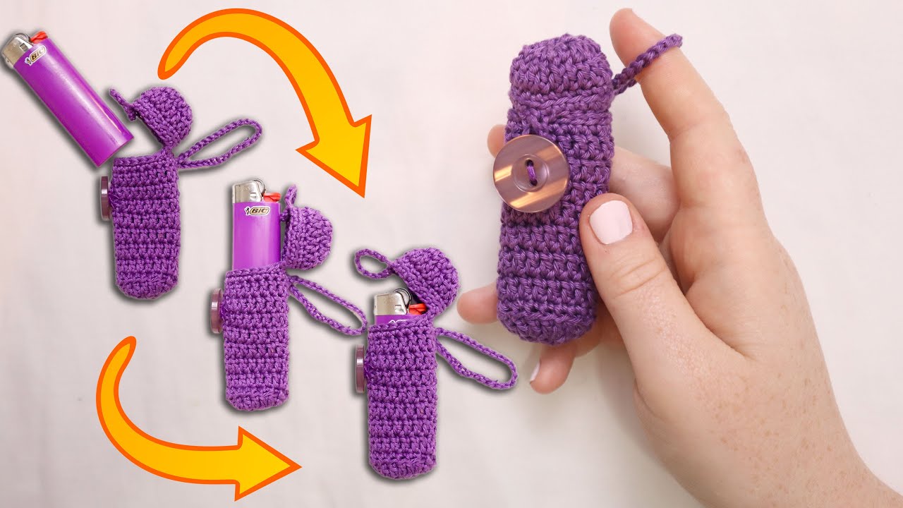 How to Crochet a Lighter Case Keychain - Make it with me - YouTube