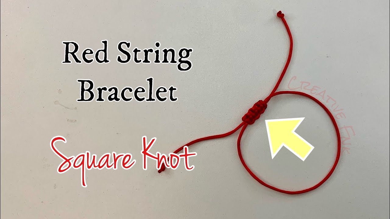 Adjustable red string bracelet - sliding square knot - YouTube