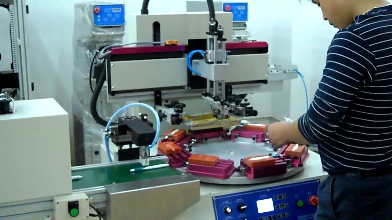 rotary screen printing machine for pen - YouTube