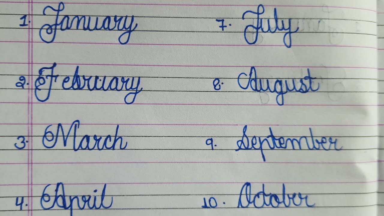 Month Name in Cursive Handwriting | Cursive Writing For Begginers - YouTube