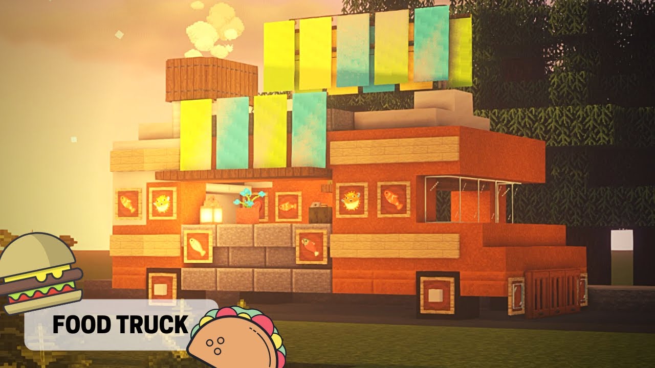 how to build a minecraft food truck (Easy Minecraft Food Truck) - YouTube
