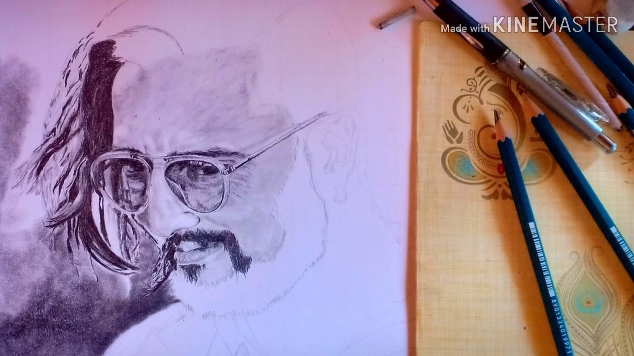 kiccha sudeep pencil drawing - YouTube