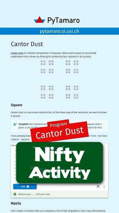 👩‍💻 Program Cantor Dust in #Python with #PyTamaro - YouTube