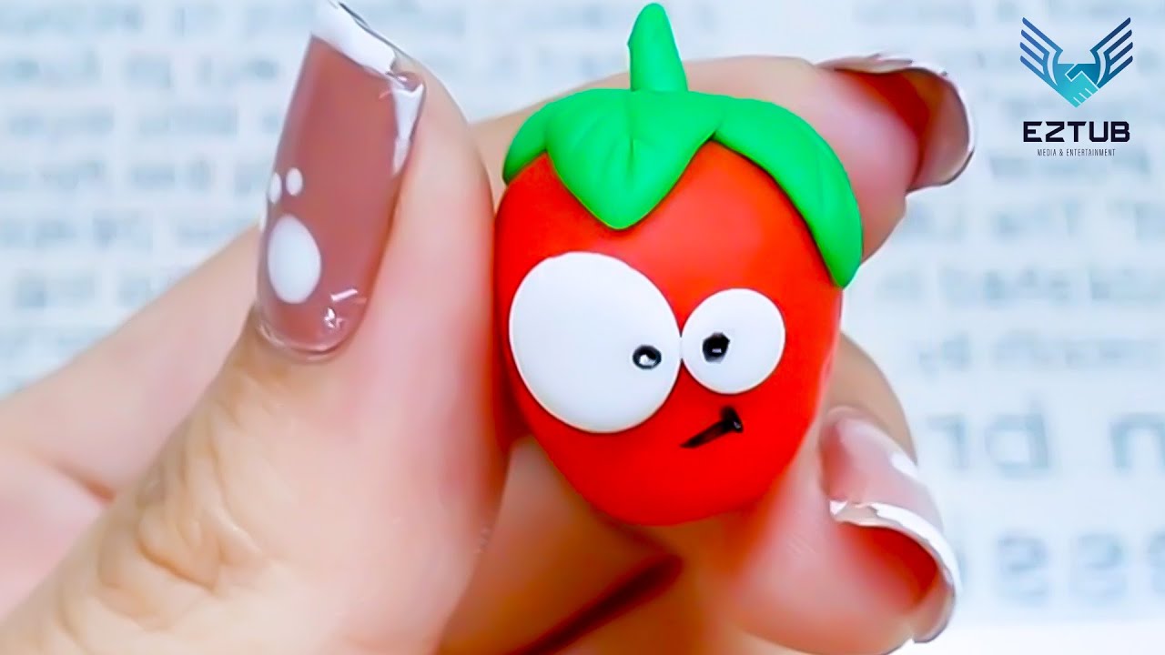 How to make clay cute strawberry | Unique idea of strawberry clay - YouTube