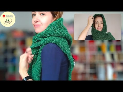 Bufanda capucha, solo 2 RECTÁNGULOS! Principiantes. Dos agujas o crochet, lo que prefieras! #tricot