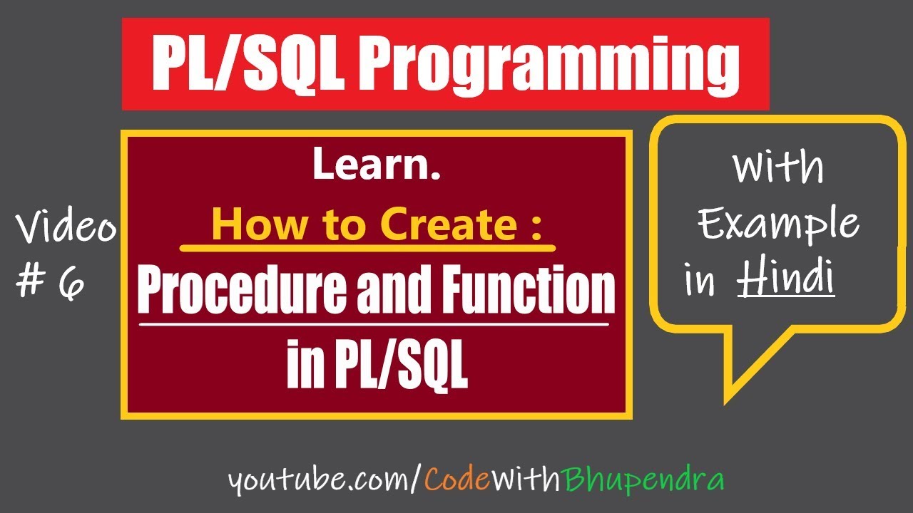Creating Procedure and Function in PL/SQL in Hindi - YouTube