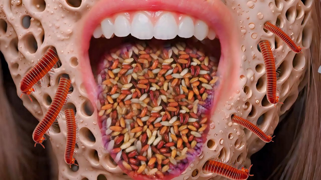 ASMR ANIMATION TREATMENT | Removal Worm & maggots from human tongue | Trypophobia animation ...