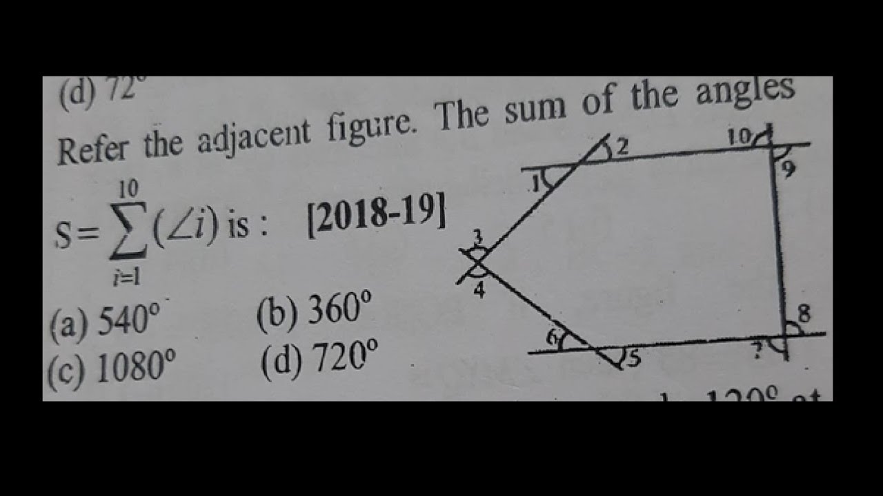 Refer the adjacent figure. The sum of the angles | AMU XI Entrance ...