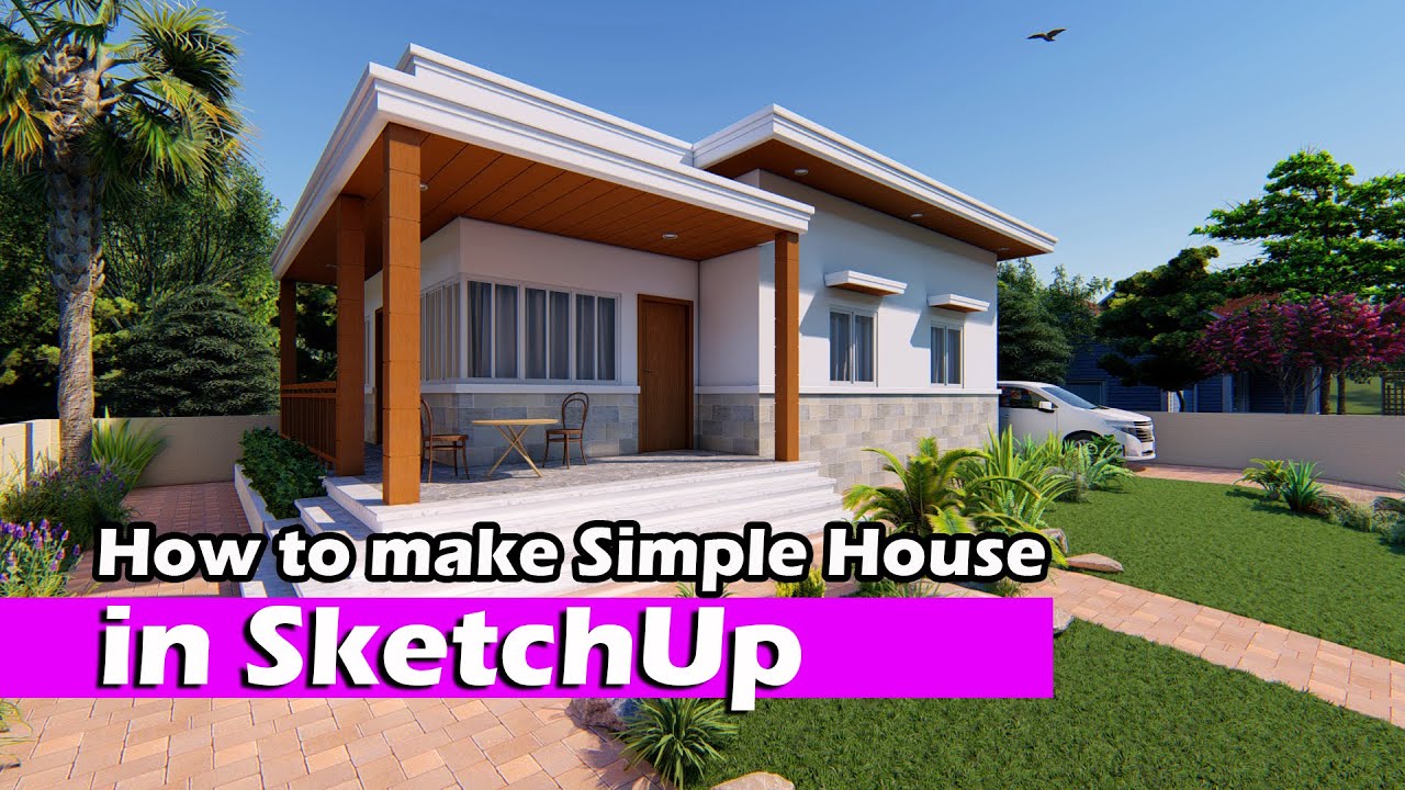 How to Make a Simple Bungalow House in SketchUp - YouTube