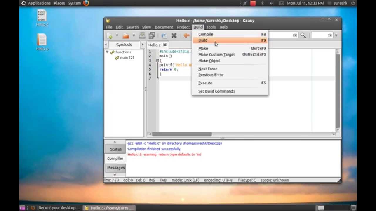 C program compile and run using Geany . . - YouTube