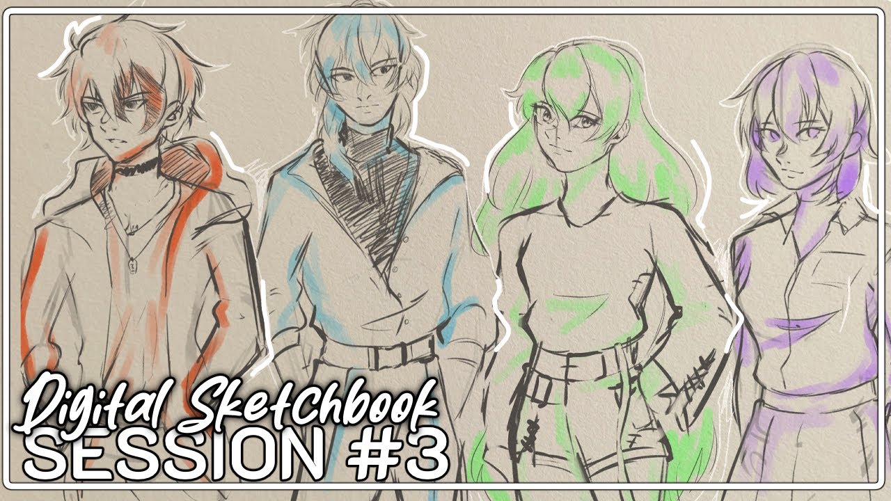 DIGITAL SKETCHBOOK SESSION #3 - Designing "Casual" Outfits for my OCs ...