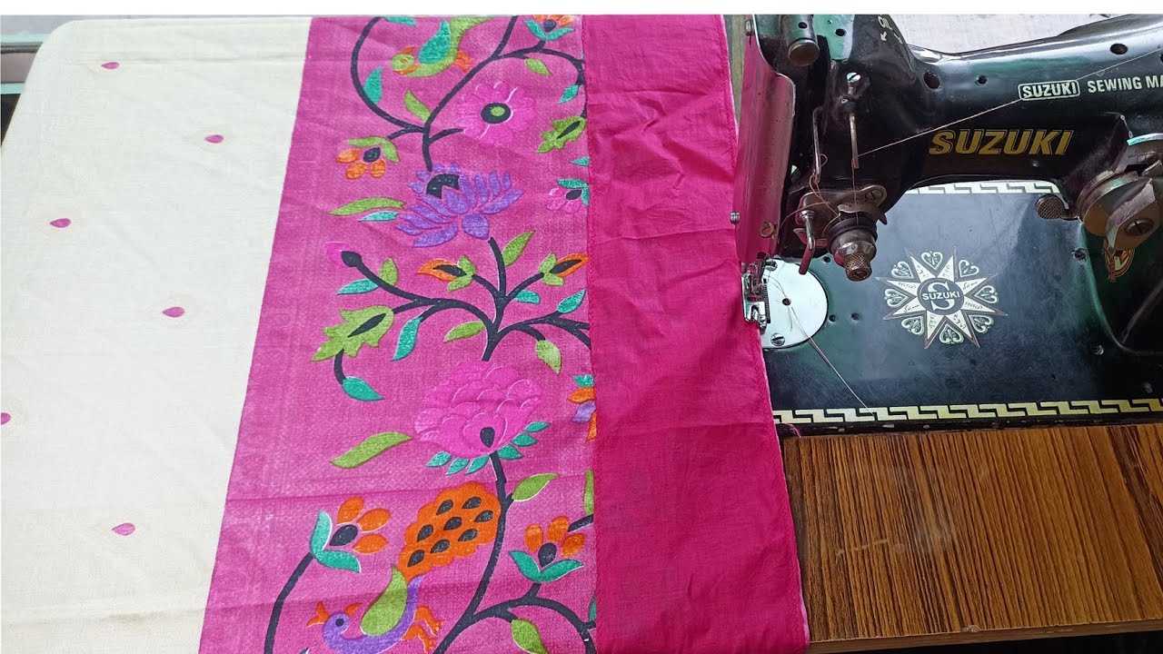 How to stitch the saree fall on normal machine and hemming two types ...