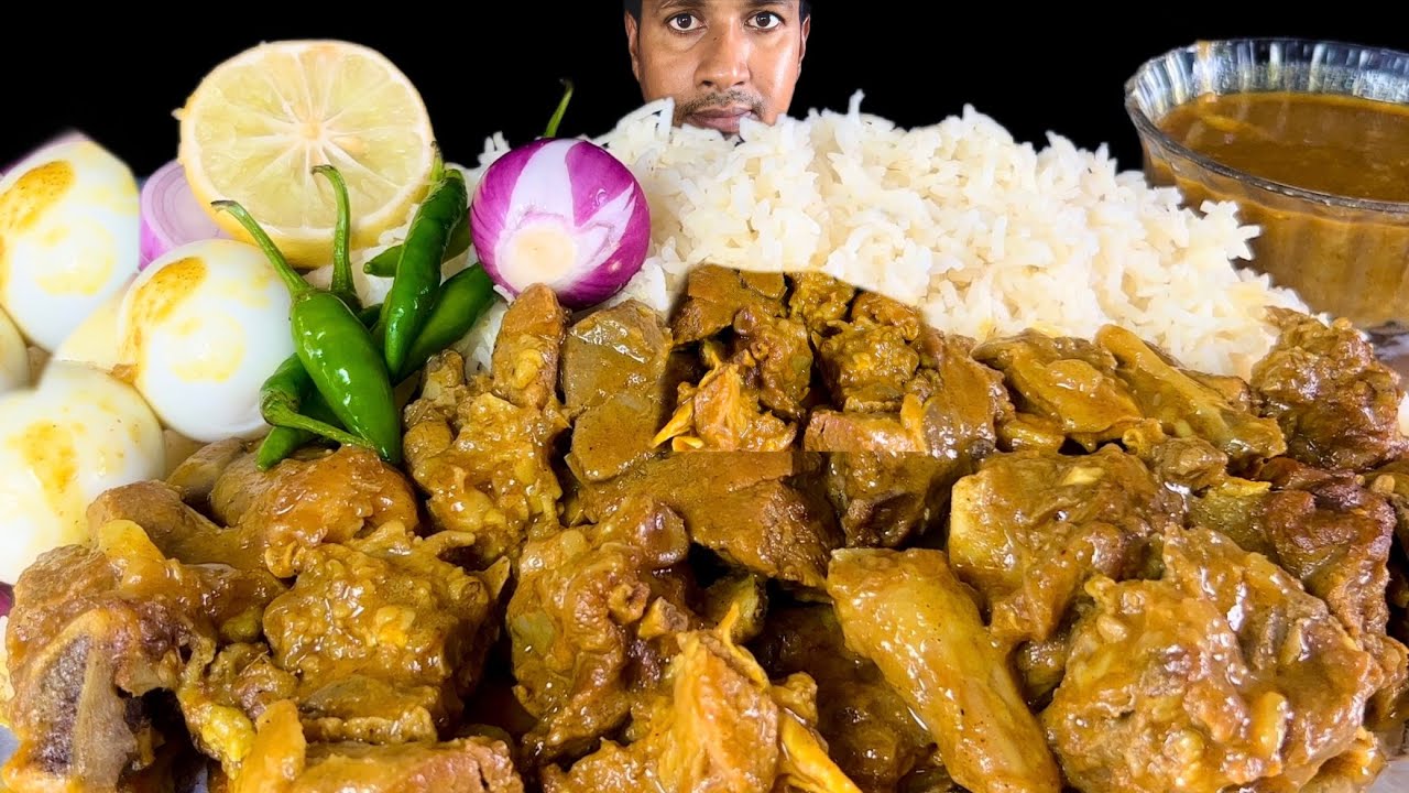 SPICY MUTTON CURRY EGG BOIL BASMATI RICE SALAD EASTER GRAVY EATING ...
