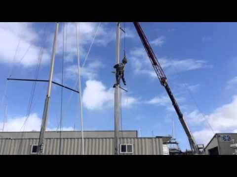 Catalina 42 #631 mast unstepping 1 - YouTube