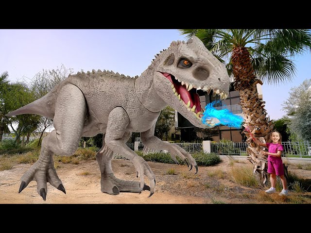 Stephi's dinosaur toys become alive - Videos For Kids