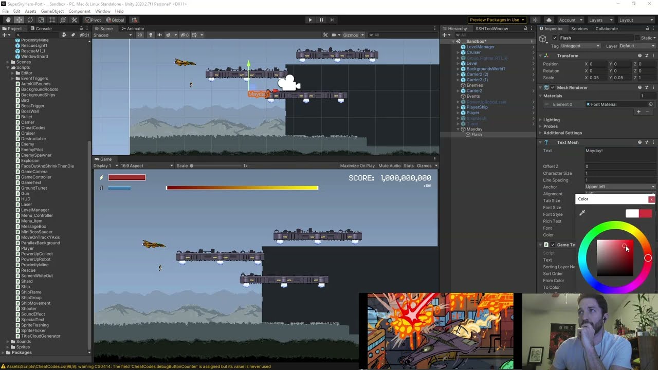Super Sky Hero Day 57 - Warning and Mayday Flashing Effects - Full Game In Unity - YouTube