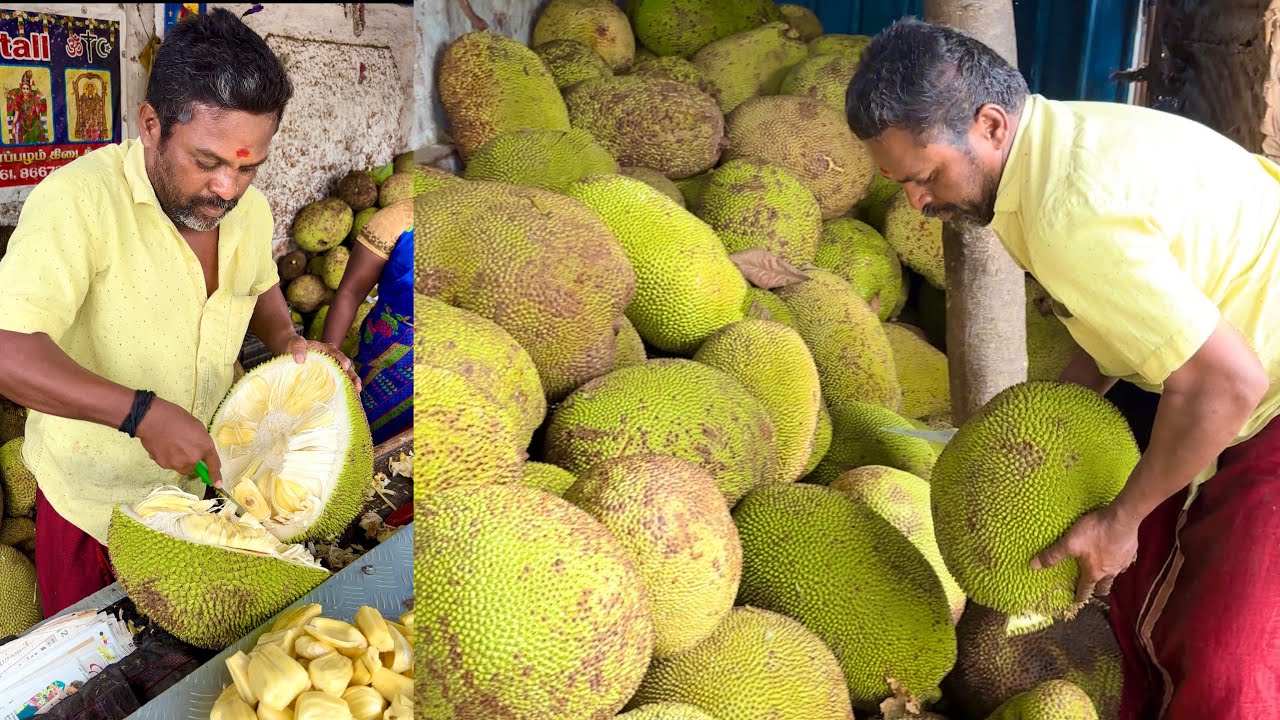 Biggest Size Fruit!!! Easy Way To Cutting A Big Jackfruit By This Man ...