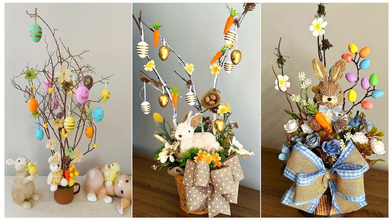 Spring Easter Eggs Tree Design/Simple Easter Eggs Tree/DIY Easter Crafts - YouTube