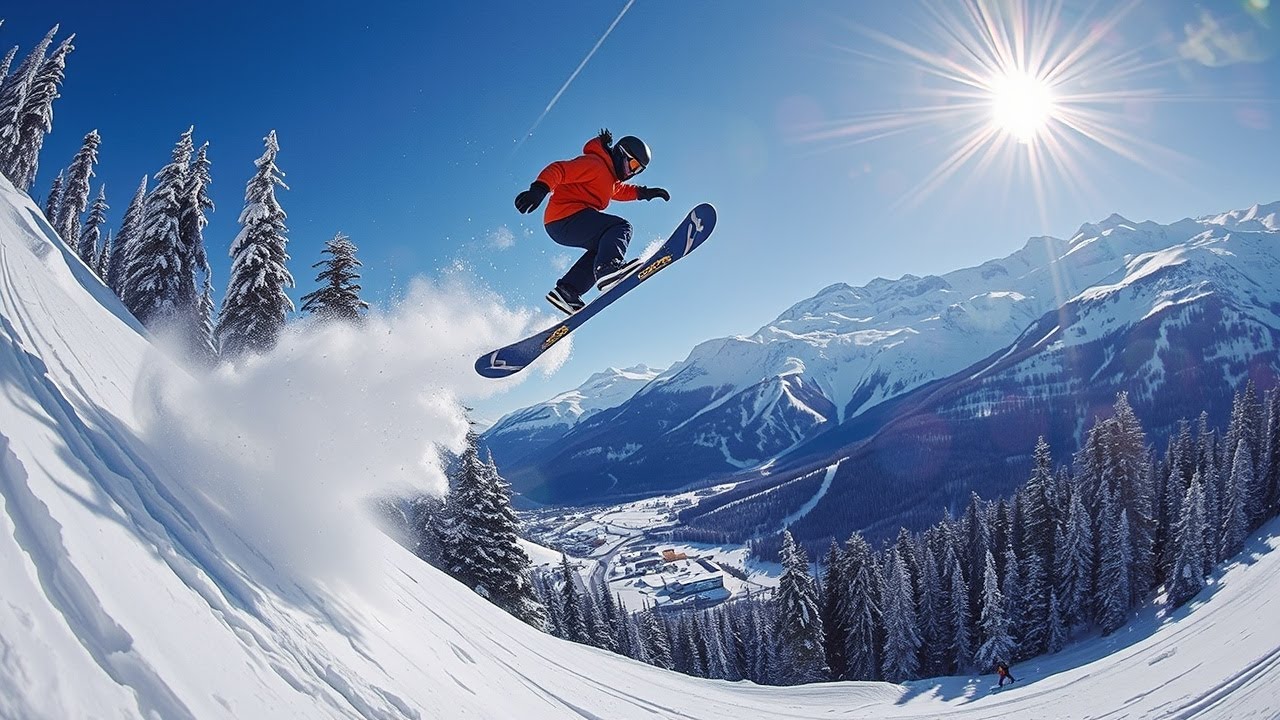 Snowboarding In A Val Thorens Ski Resort - France - YouTube