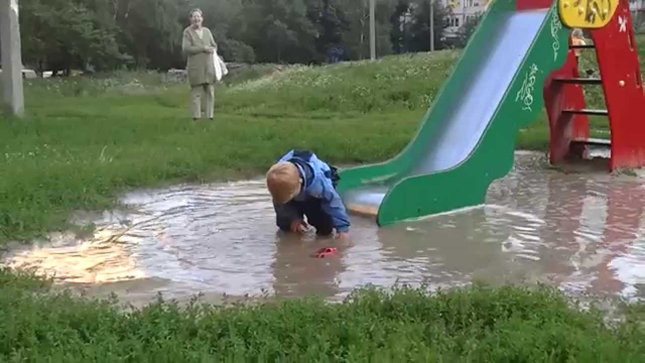 Anton sliding into a puddle - YouTube