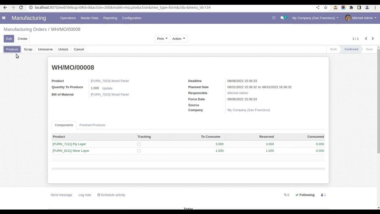 Odoo Force Date Production Process Odoo App - YouTube