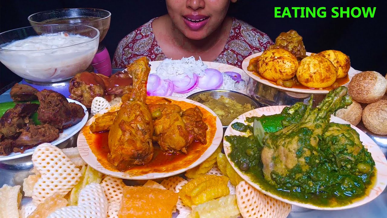 EATING PANI PURI, SAMOSA, PAKODA, SPICY CHICKEN CURRY, LIVER FRY ...