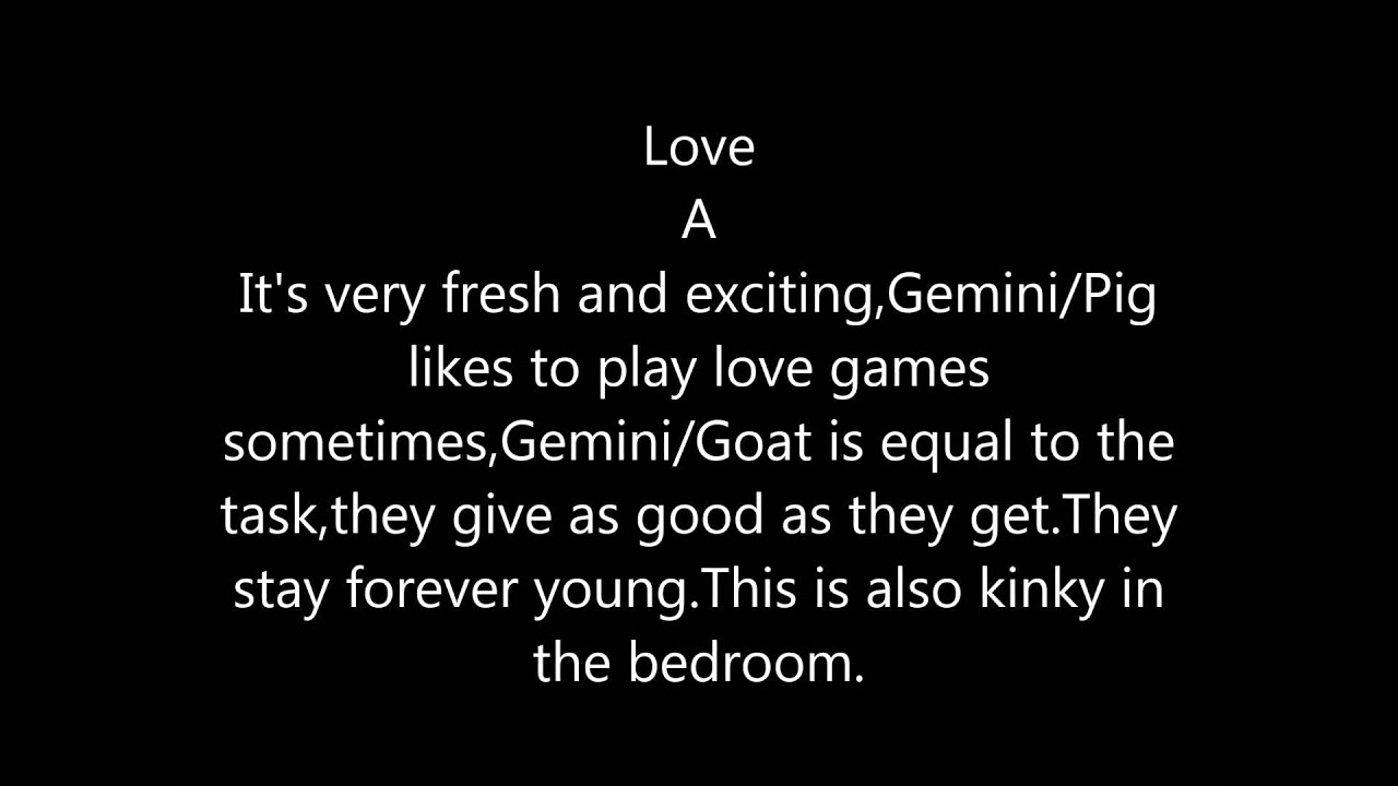 Gemini / Goat & Gemini / Pig Compatibility - YouTube