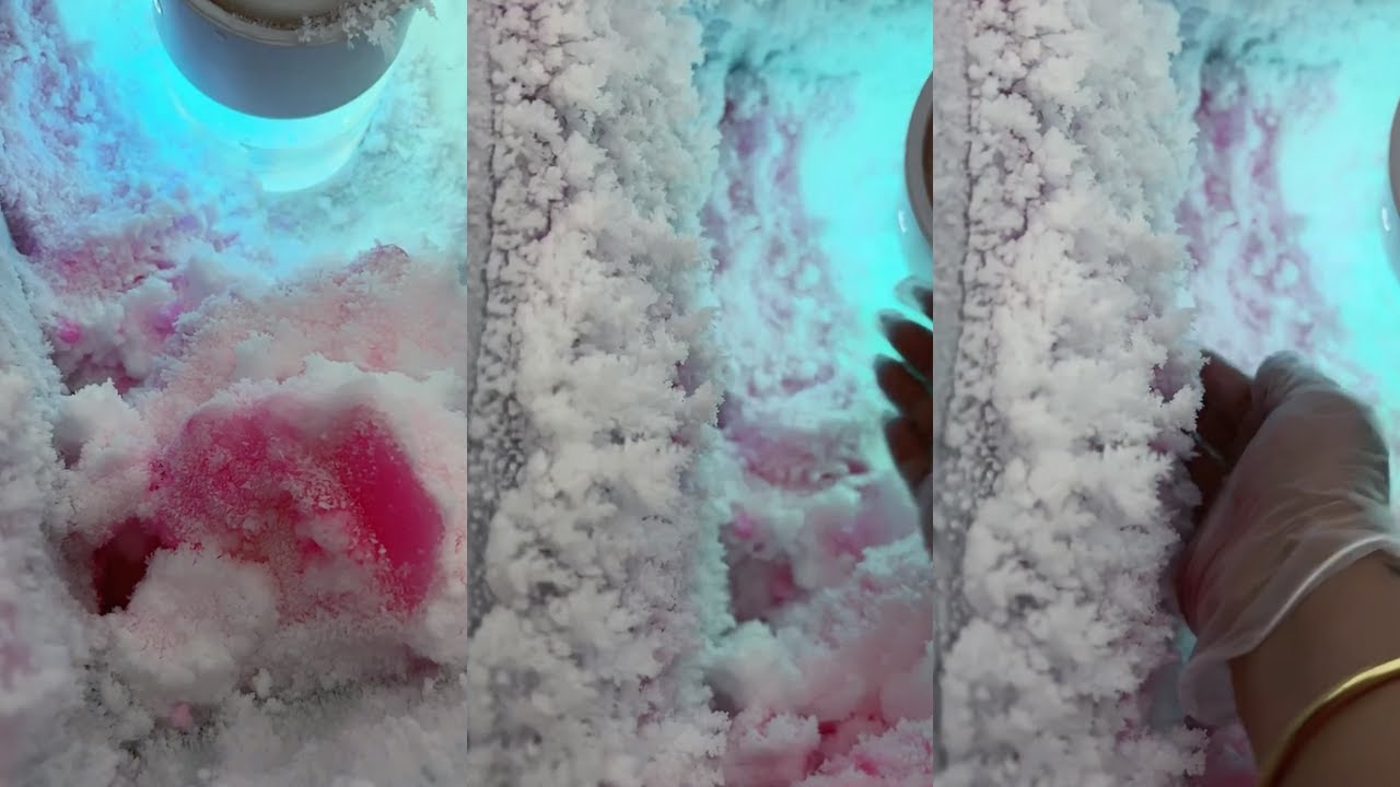 ASMR Freezer Frost Scraping Refrozen Ice Powdery Ice Humidifier Frost ...