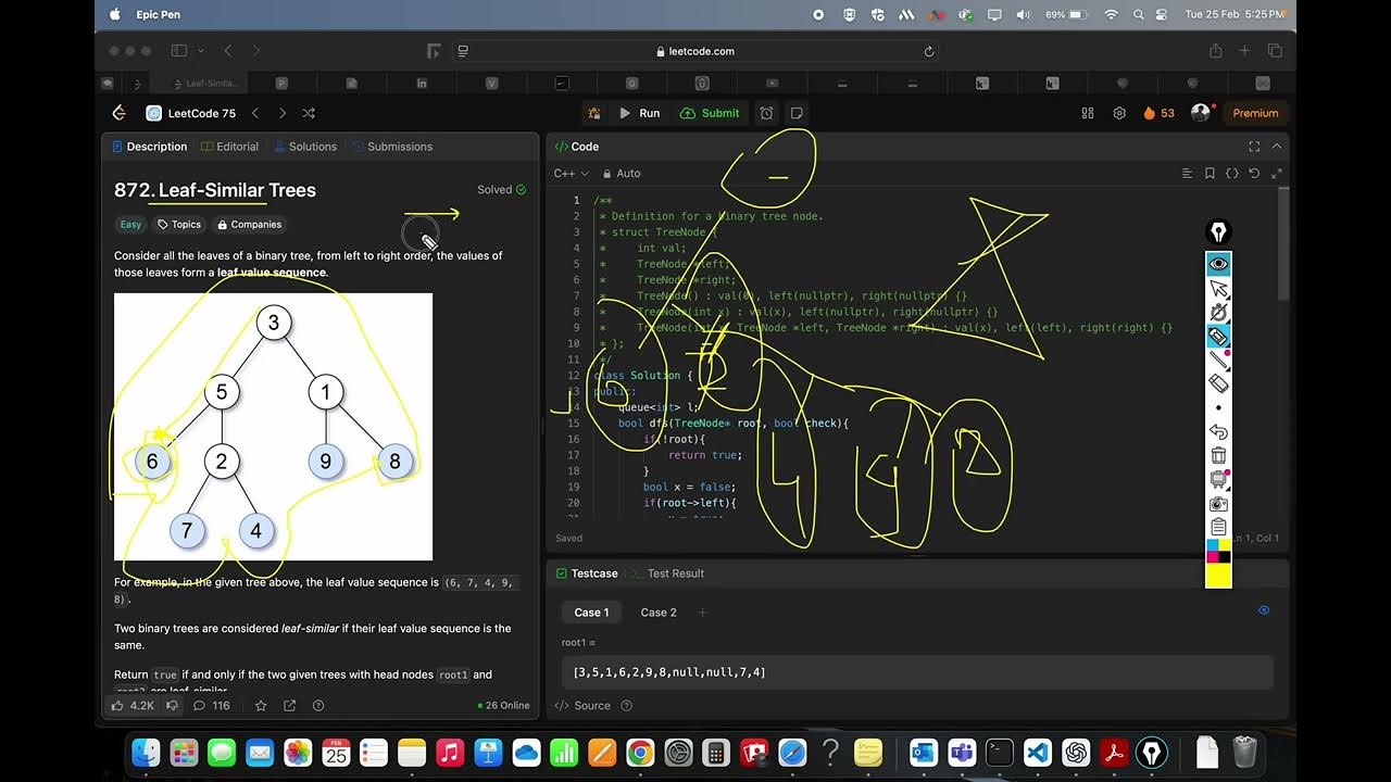 LEETCODE 75 | Binary tree DFS | 872. Leaf-Similar Trees - YouTube