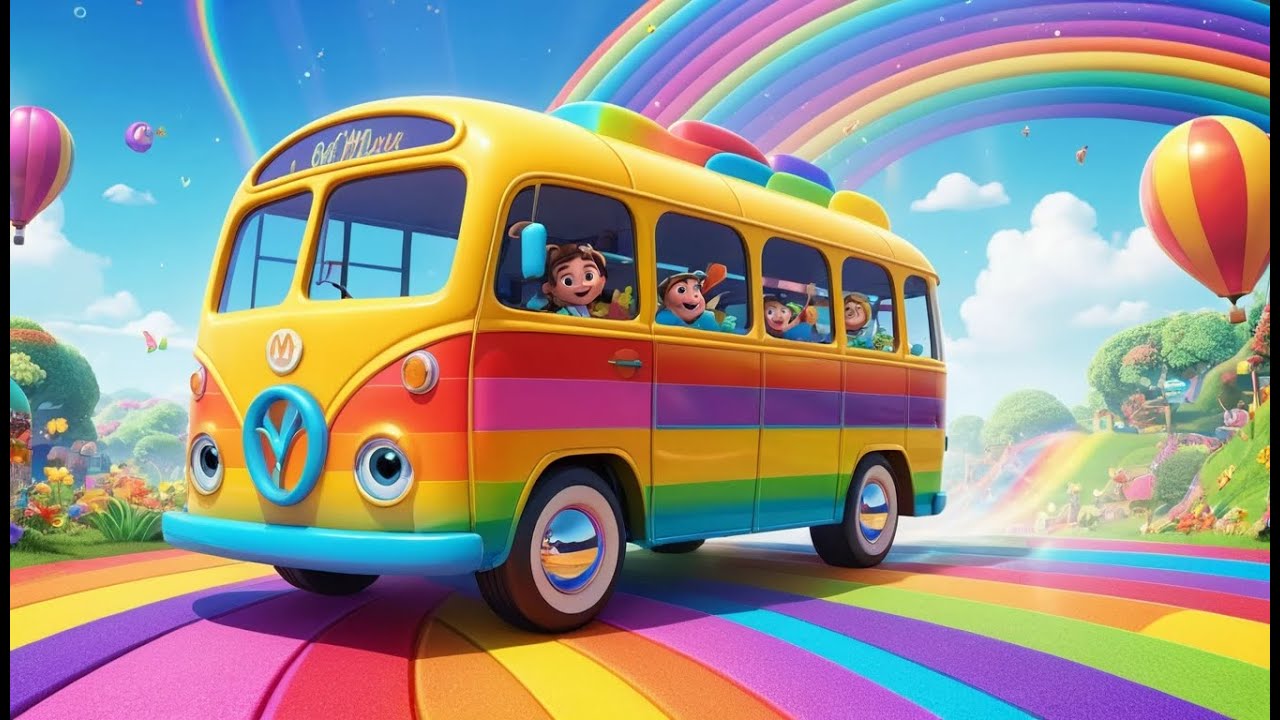 Wheels on the Bus Zoom Through Rainbow City Adventure | Fun Kids Song ...