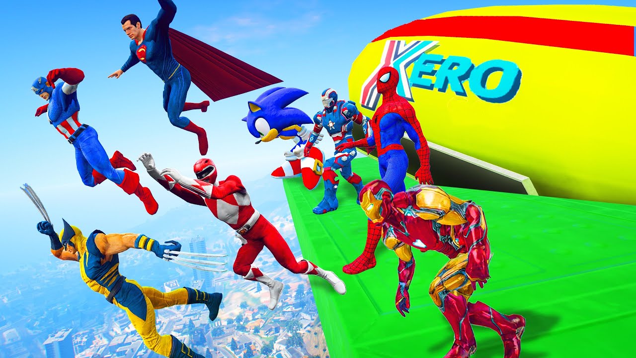 All Superheroes EXTREME OBSTACLES RUN Crazy Parkour Challenge Ep.514 ...