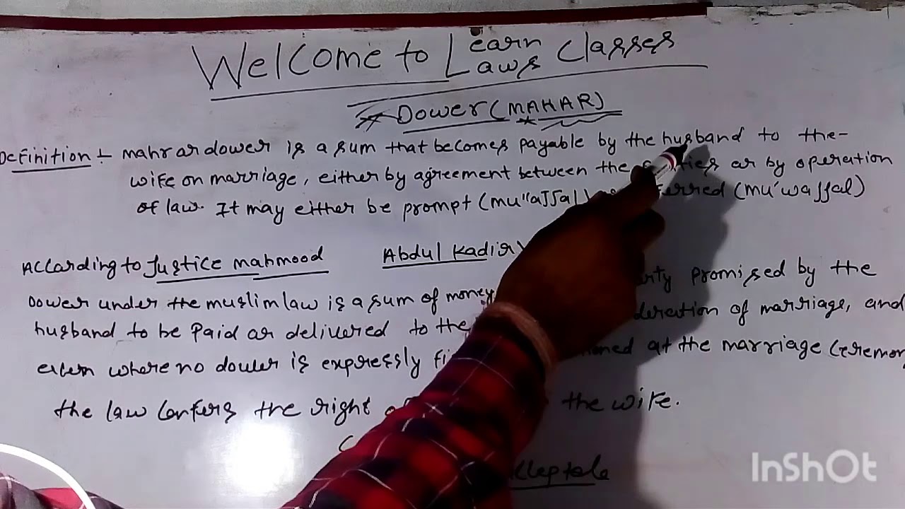 Definition of Dower (Mahr ), mohammedan law - YouTube