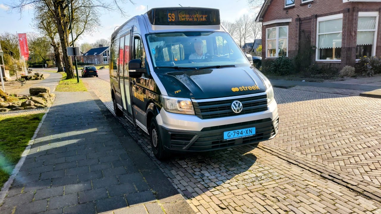 Qbuzz Streekbus 7911 als Lijn 59 naar P+R Gieten via P+R Borger - YouTube
