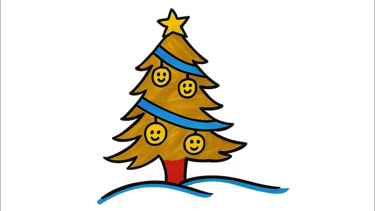Easy Christmas Tree Drawing for Kids | Step by Step | Cute & Simple Art ...