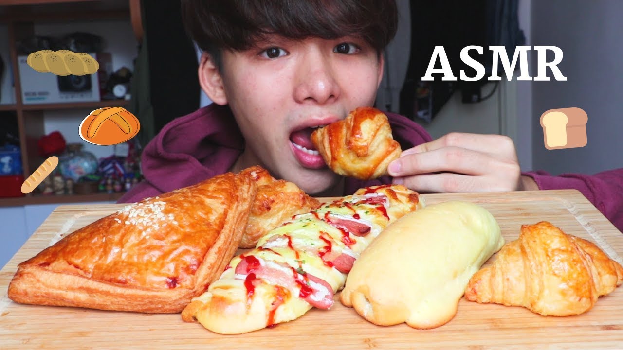 ASMR Eating Sounds | Hong Kong Style Bread 🥖 🍞 (Soft Chewy Eating Sound ...