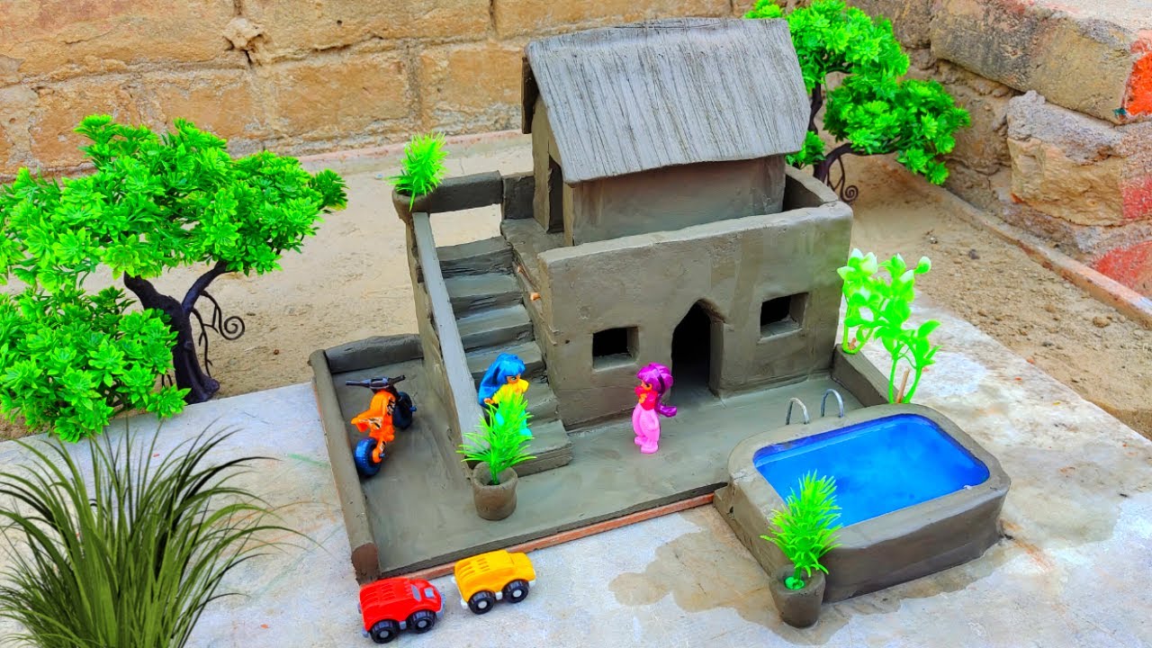 Amazing technique build DIY miniature Clay House | how to make Clay ...