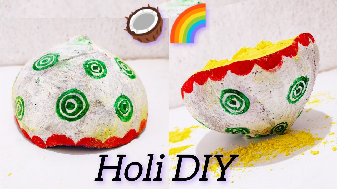 Easy coconut shell Craft 🥥 coconut shell easy painting for Holi ...