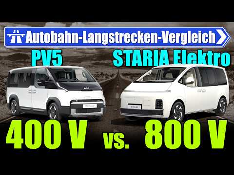 Kia PV5 vs. Hyundai STARIA Elektro🔋400 V vs. 800 V🔋 AUTOBAHN-Vergleich 2026 Daten Infos Test deutsch