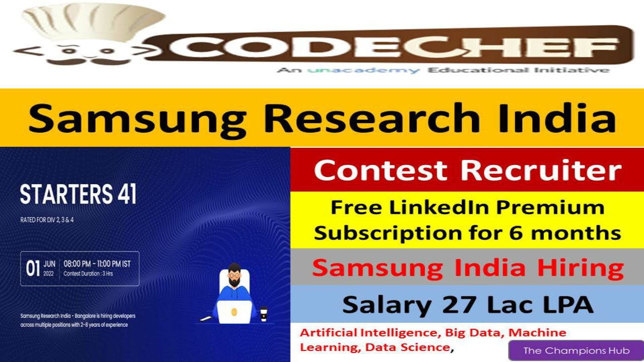 Samsung Research India Hiring | CodeChef Contest Recruiter | samsung ...