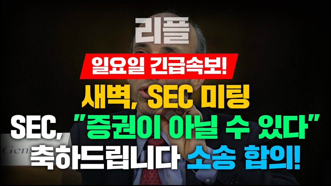 일요일 긴급속보 리플 새벽 Sec 미팅 Sec 증권이 아닐 수 있다 축하드립니다 소송 합의 리플코인전망 리플코인