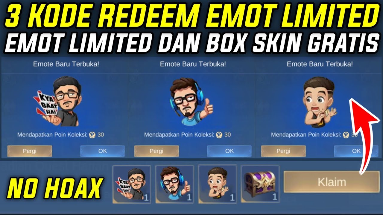 BURUAN AMBIL 3 KODE REDEEM EMOT LIMITED DAN BOX SKIN GRATIS - CARA ...