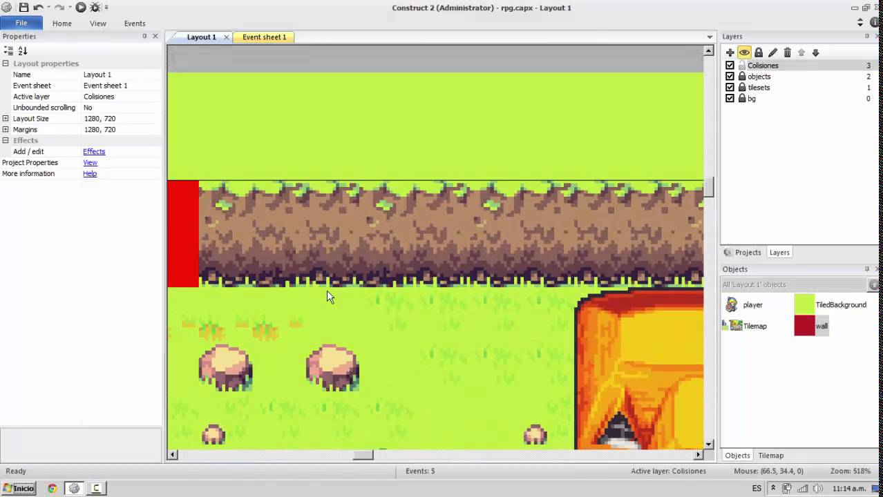 Tutoriales Construct 2 Colisiones estilo RPG zelda - YouTube