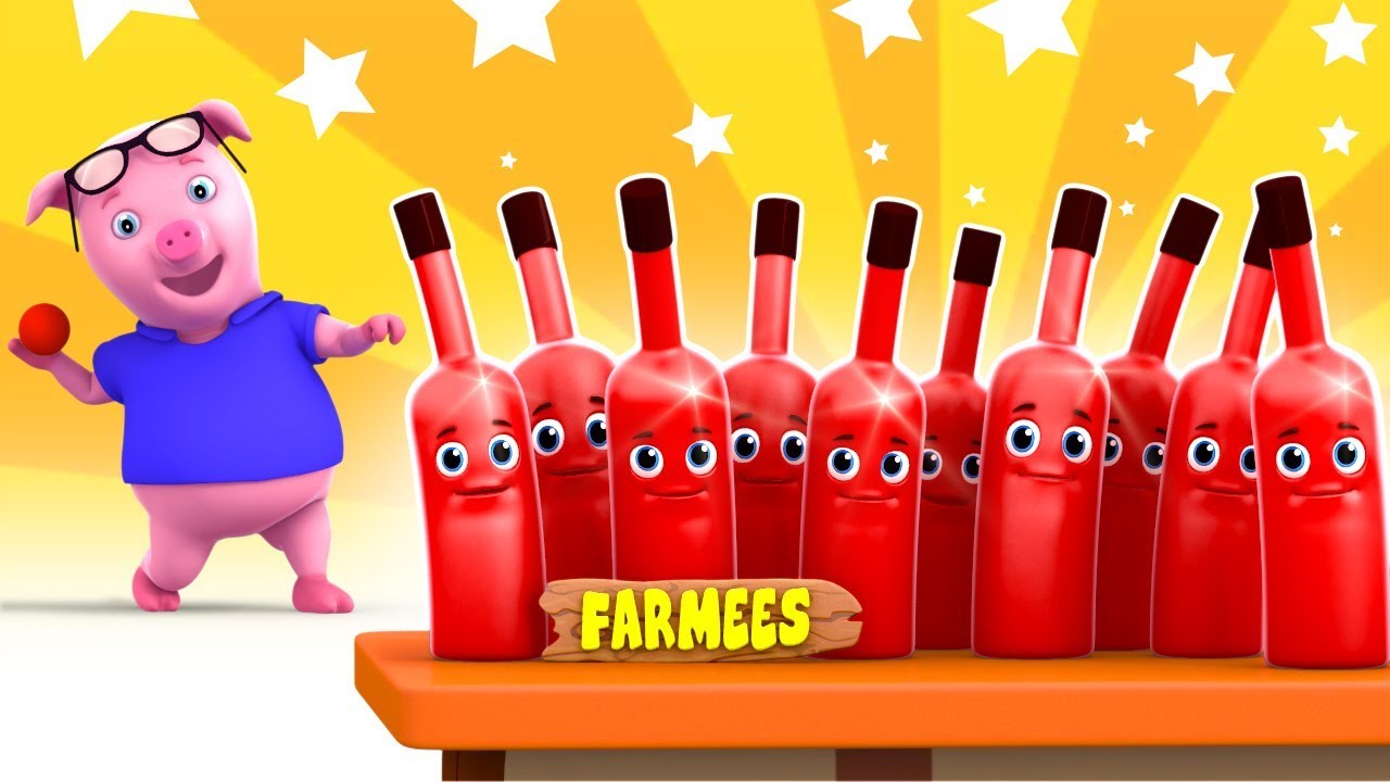 Ten Red Bottles | Nursery Rhymes For Children | Cartoons by Farmees ...