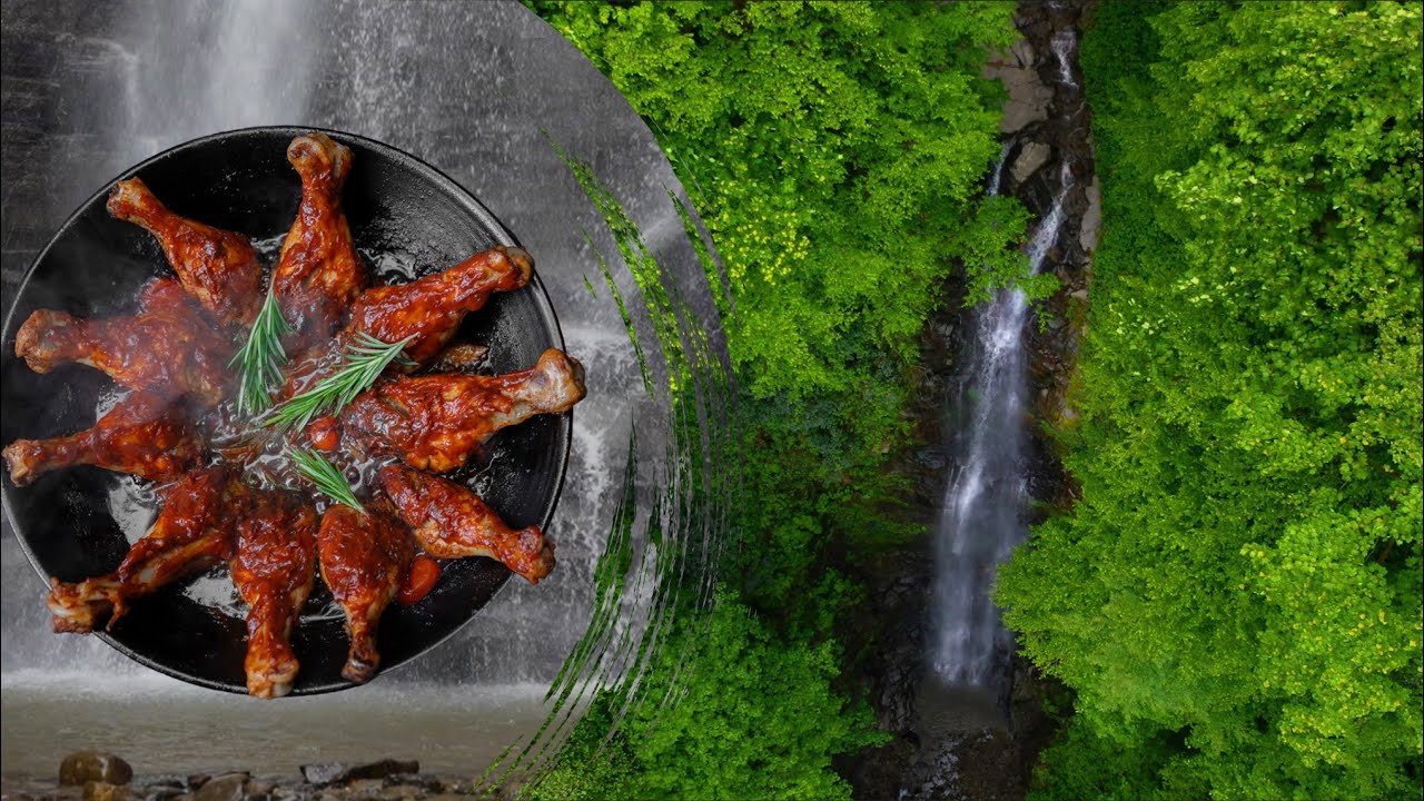 Cooking the most delicious chicken thighs beside an amazing rock ...