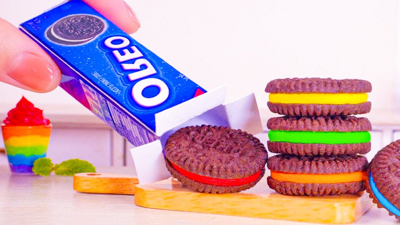 Colorful Miniature Rainbow OREO Cake Decorating | Tiny Cake Creations ...