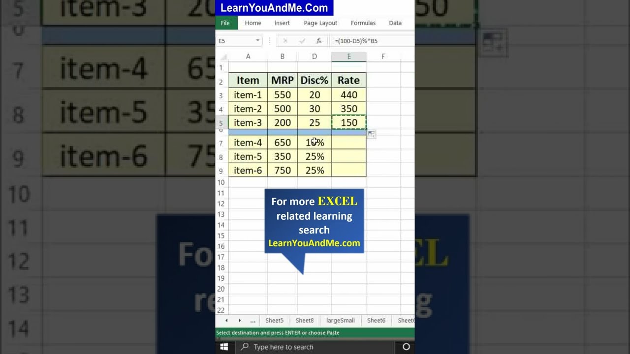 Sale Price After Discount On MRP In Excel Calculate Price Using Sale Price After Discount On MRP In Excel Calculate Price Using